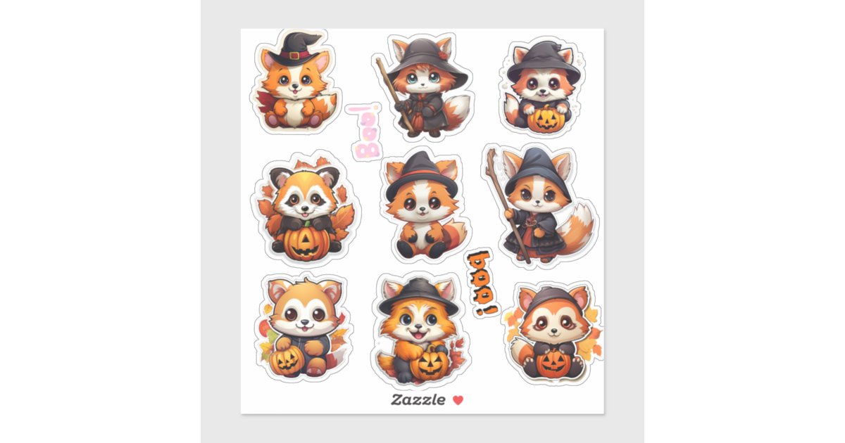 Super cute Halloween Red Panda Stickers | Zazzle