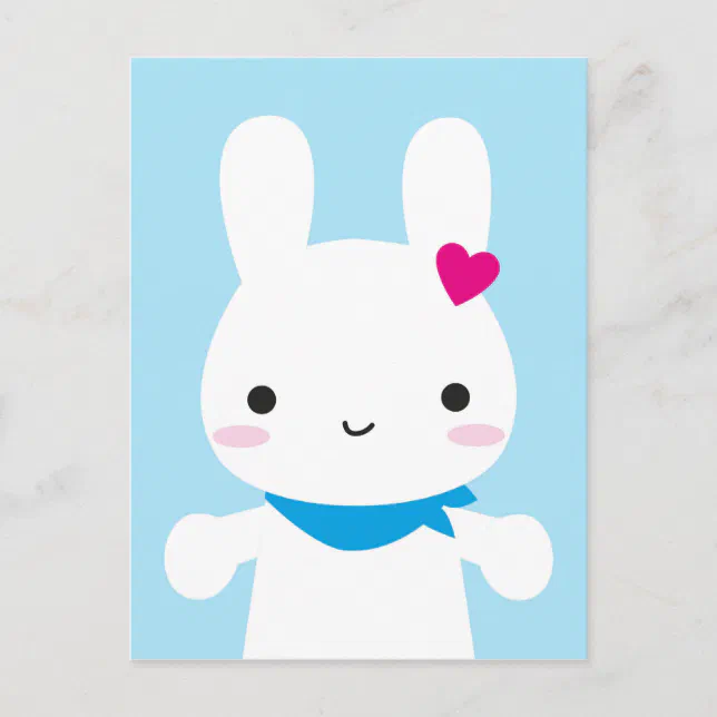 Super Cute Kawaii Bunny Postcard | Zazzle