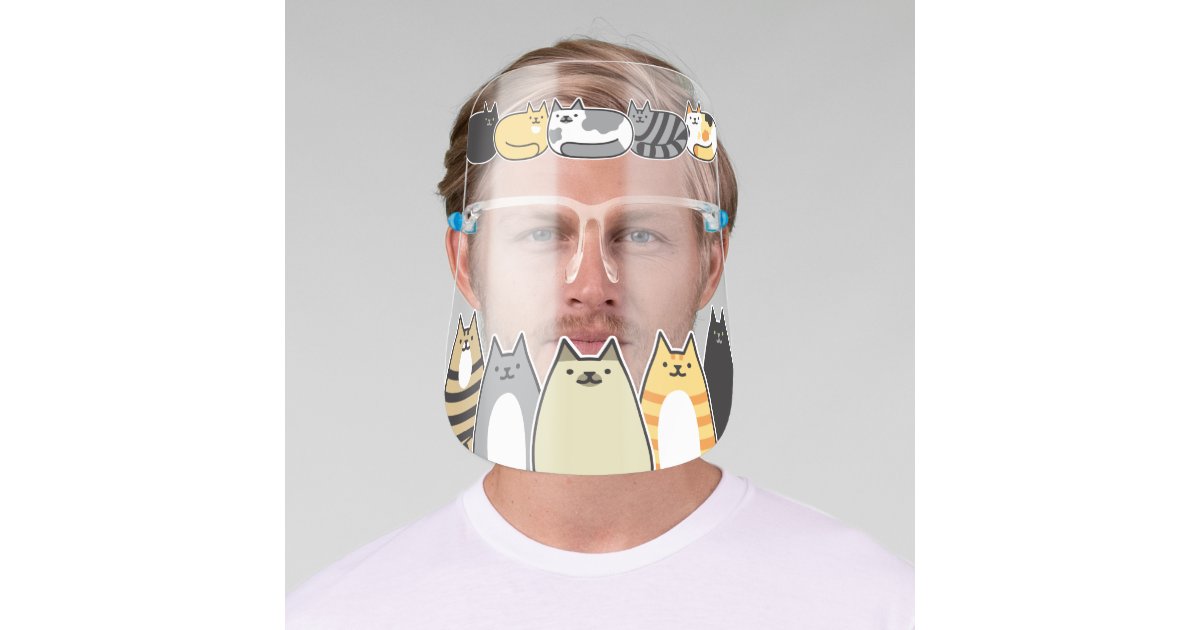 Super Cute Kawaii Cats Face Shield | Zazzle