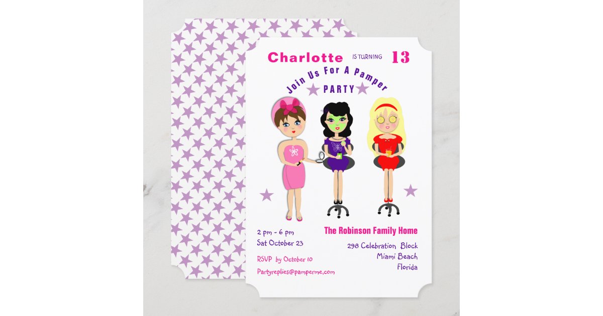 Super Cute Pamper Party Girls Birthday Invites | Zazzle