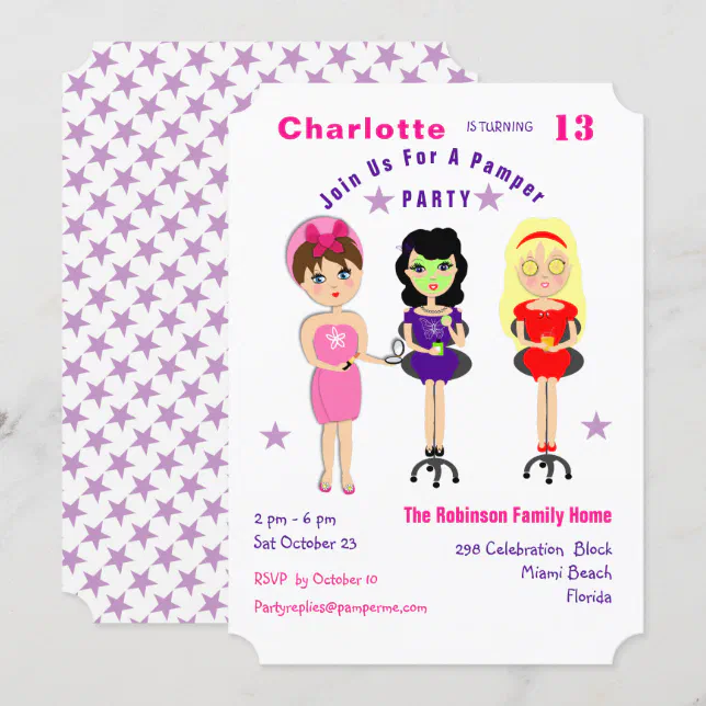 Super Cute Pamper Party Girls Birthday Invites | Zazzle