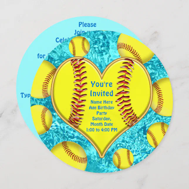 Super Cute Personalized Softball Invitations | Zazzle