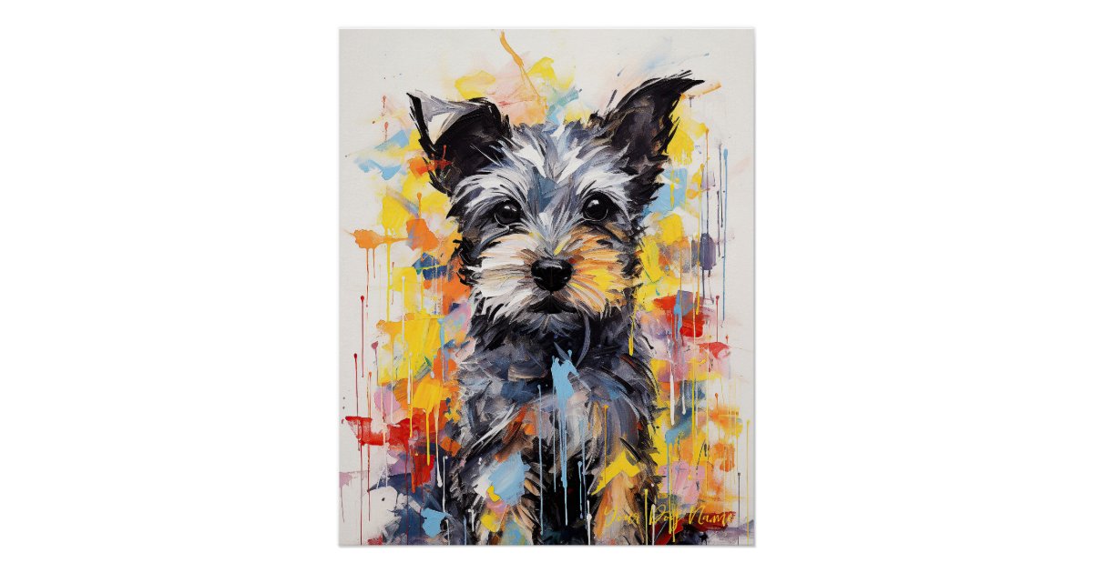 Super Cute Schnauzer Dog Puppy 002 - Xeno Lucilfer Poster | Zazzle