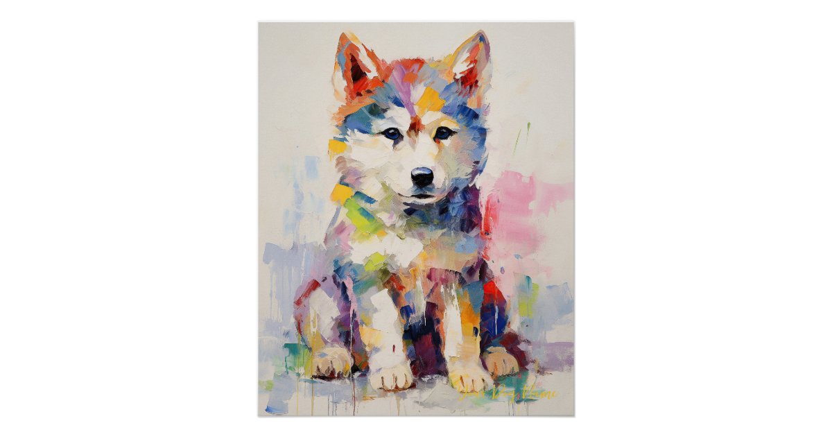 Super Cute Siberian Husky Dog Puppy 004 - Xeno Luc Poster | Zazzle