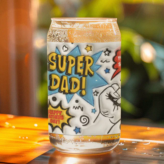 Super Dad Happy Father's Day Puffy Inflated Can Glass | Zazzle