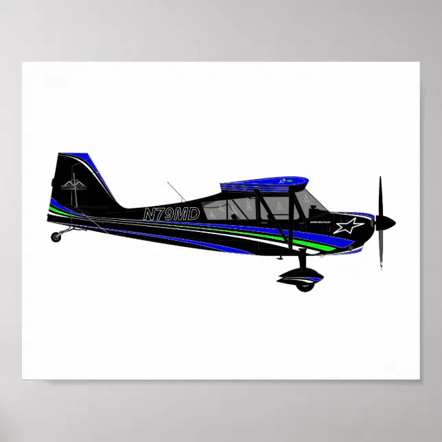 Super Decathlon with Sporty Black Paint Scheme Poster | Zazzle