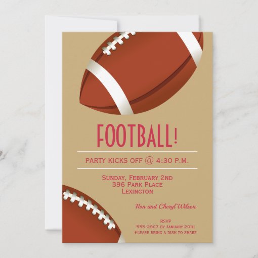 Super Fan Football Game Gold Party Invitation | Zazzle