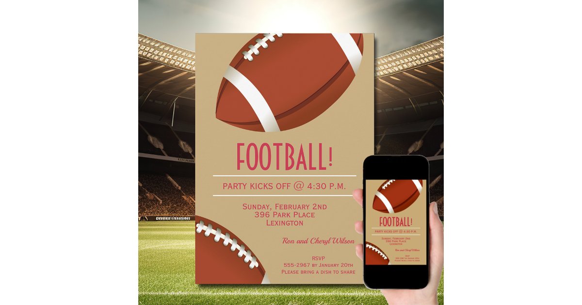 Super Fan Football Game Gold Party Invitation | Zazzle