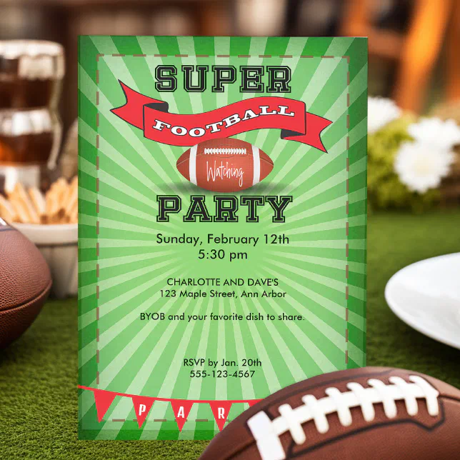 Super Football Big Game Watching Party Invitation | Zazzle