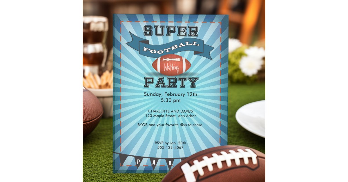 Super Football Game Watching Party Invitation | Zazzle