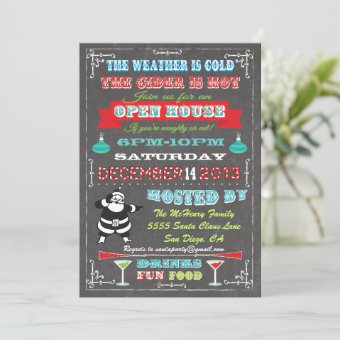 Super Fun Chalkboard Christmas Open House Invitation | Zazzle