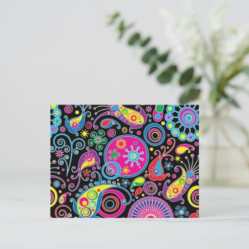 Super Funky Paisley Pattern Postcard | Zazzle