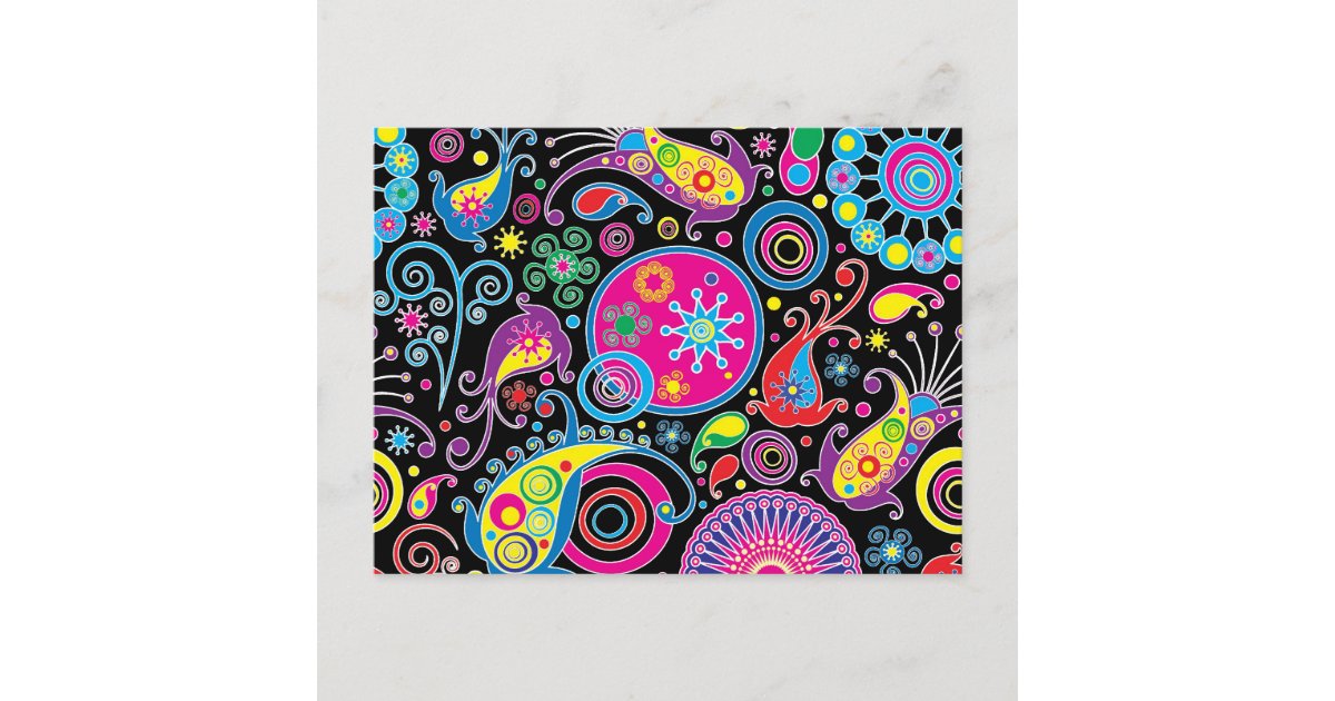 Super Funky Paisley Pattern Postcard | Zazzle