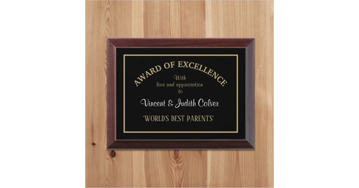 Super gift! World's Best Parents Award Plaque | Zazzle