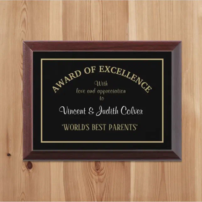 Super gift! World's Best Parents Award Plaque | Zazzle