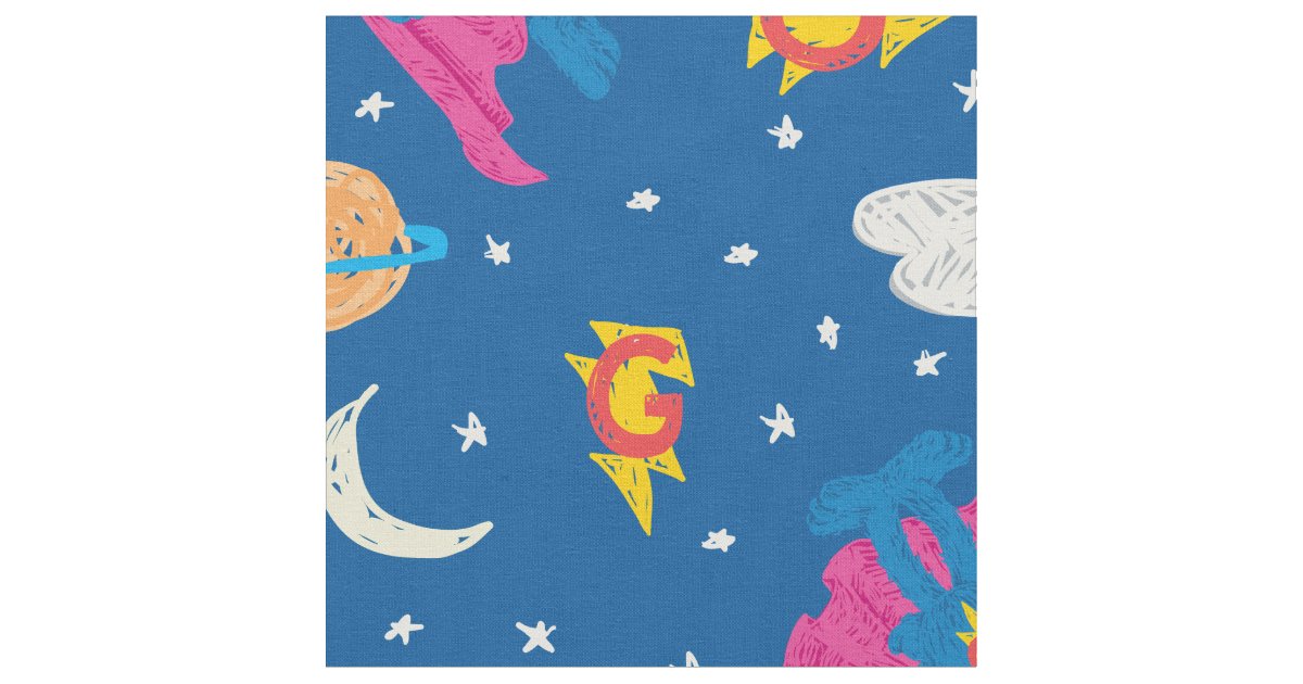 Super Grover 2.0 Night Sky Pattern Fabric | Zazzle