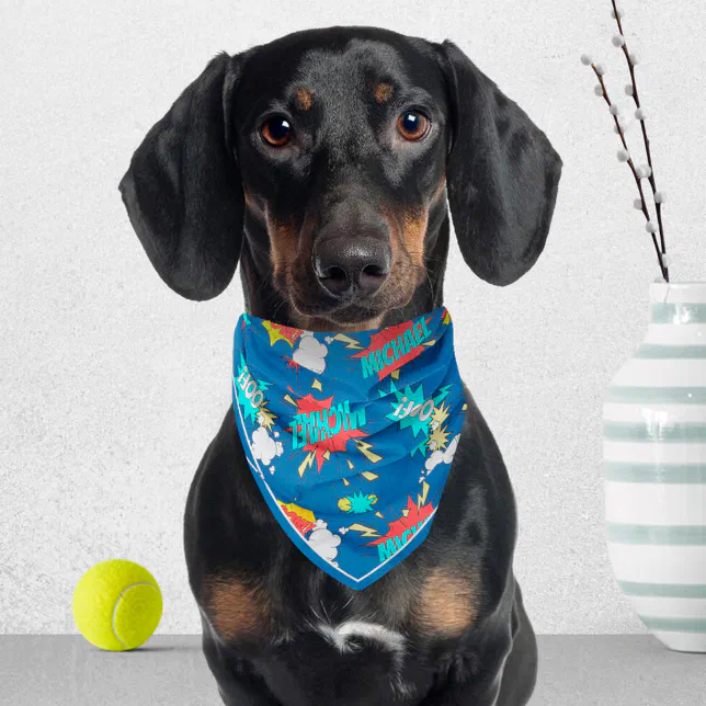 Super Hero Comic Book (Personalized!) Blue Bandana | Zazzle