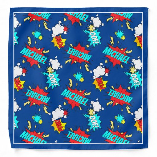 Super Hero Comic Book (Personalized!) Blue Bandana | Zazzle