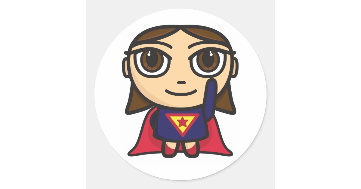 Super Hero Girl Character Classic Round Sticker | Zazzle