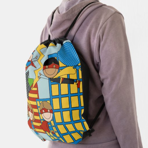 Super Hero Kids Drawstring Backpack Bag | Zazzle
