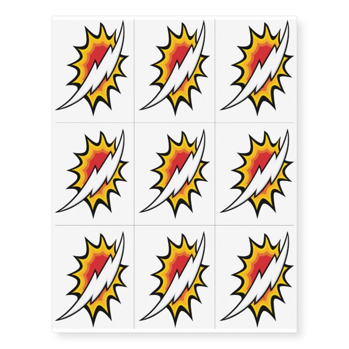 Super Hero Pop Art Kids Lightning Bolt Temporary Tattoos | Zazzle.com