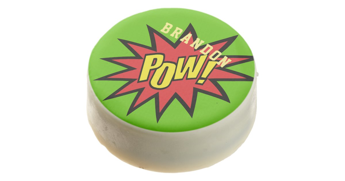 Super Hero Pow Custom Color Personalized Chocolate Dipped Oreo | Zazzle
