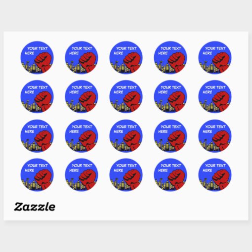 Super Hero round sticker - birthday party boy | Zazzle