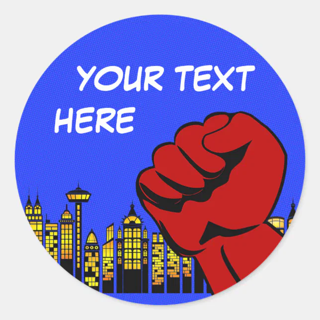 Super Hero round sticker - birthday party boy | Zazzle