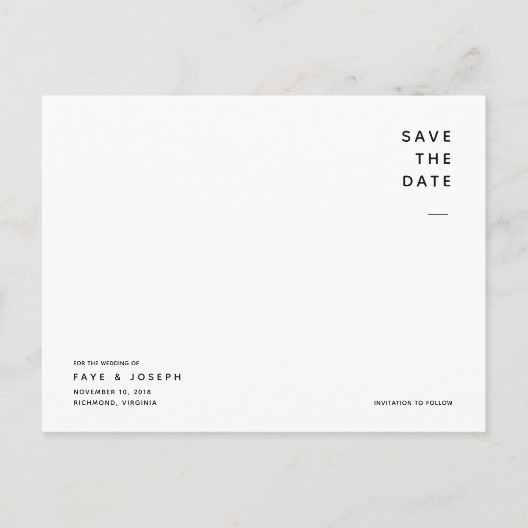 Super Minimalist White Save the Date Postcard | Zazzle