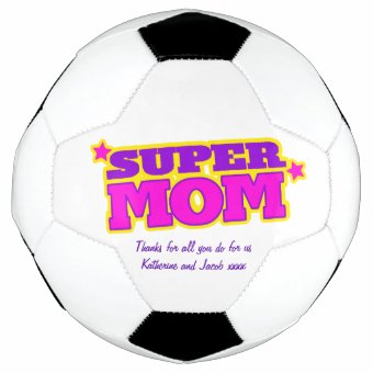 Super Mom custom message pink purple yellow ball | Zazzle