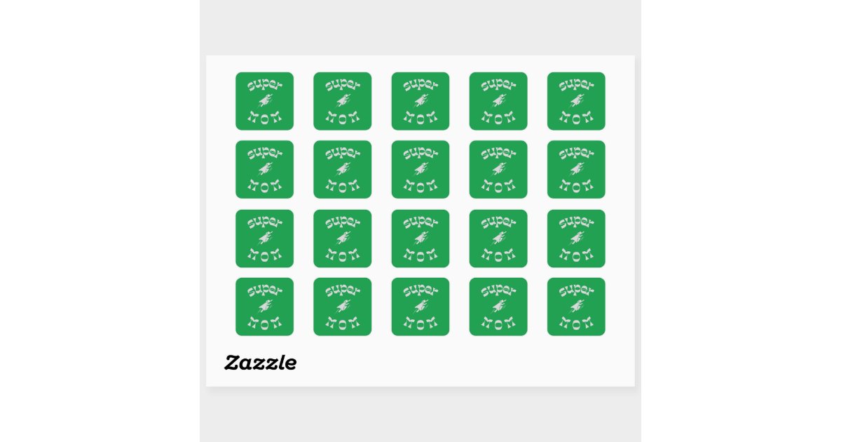 super mom square sticker | Zazzle