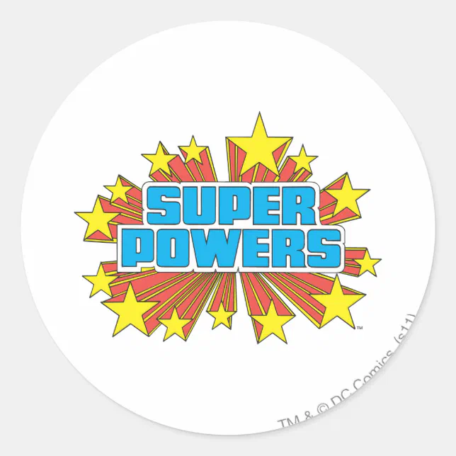 Super Powers™ Logo Blue Classic Round Sticker | Zazzle