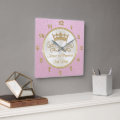 Super Pretty Pink Princess Clock with YOUR TEXT | Zazzle