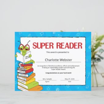 Super Reader Student Recognition Certificates | Zazzle