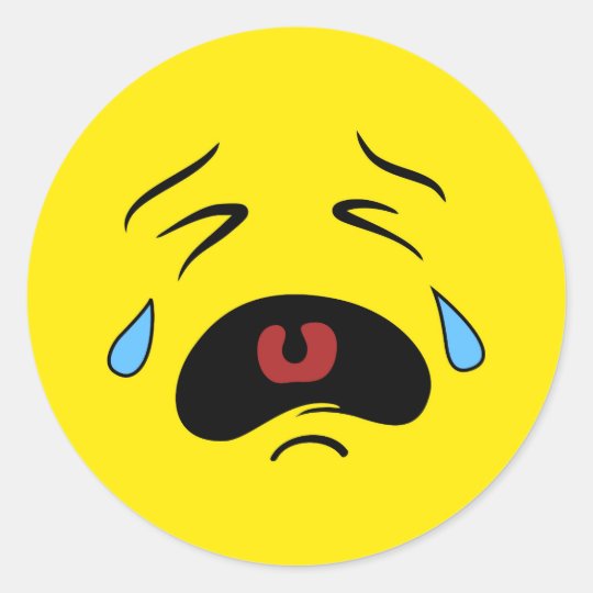 Super Sad Crying Face Emoji Classic Round Sticker | Zazzle.com
