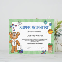 Super Scientist Student Recognition Certificates | Zazzle