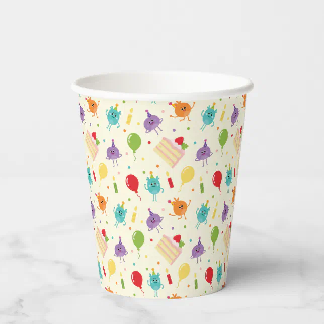 Super Simple | Bumble Nums Birthday Cake Pattern Paper Cups | Zazzle