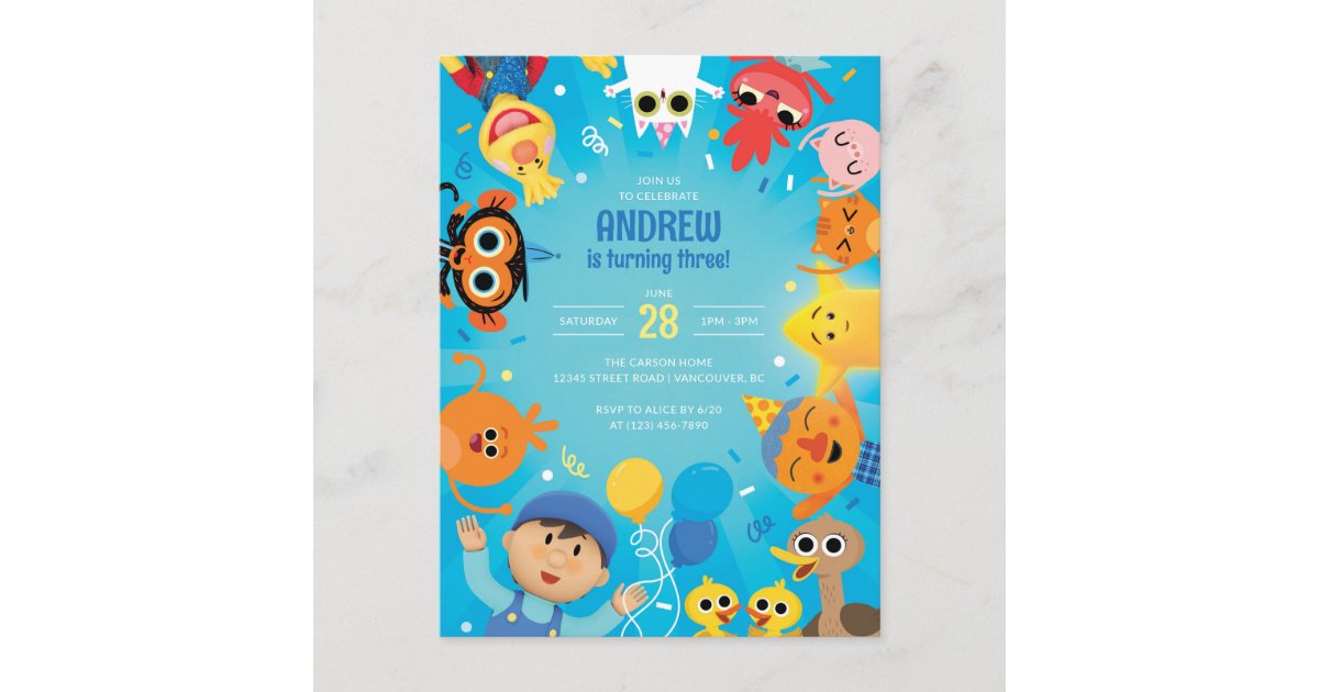 Super Simple Character Confetti Birthday Postcard | Zazzle