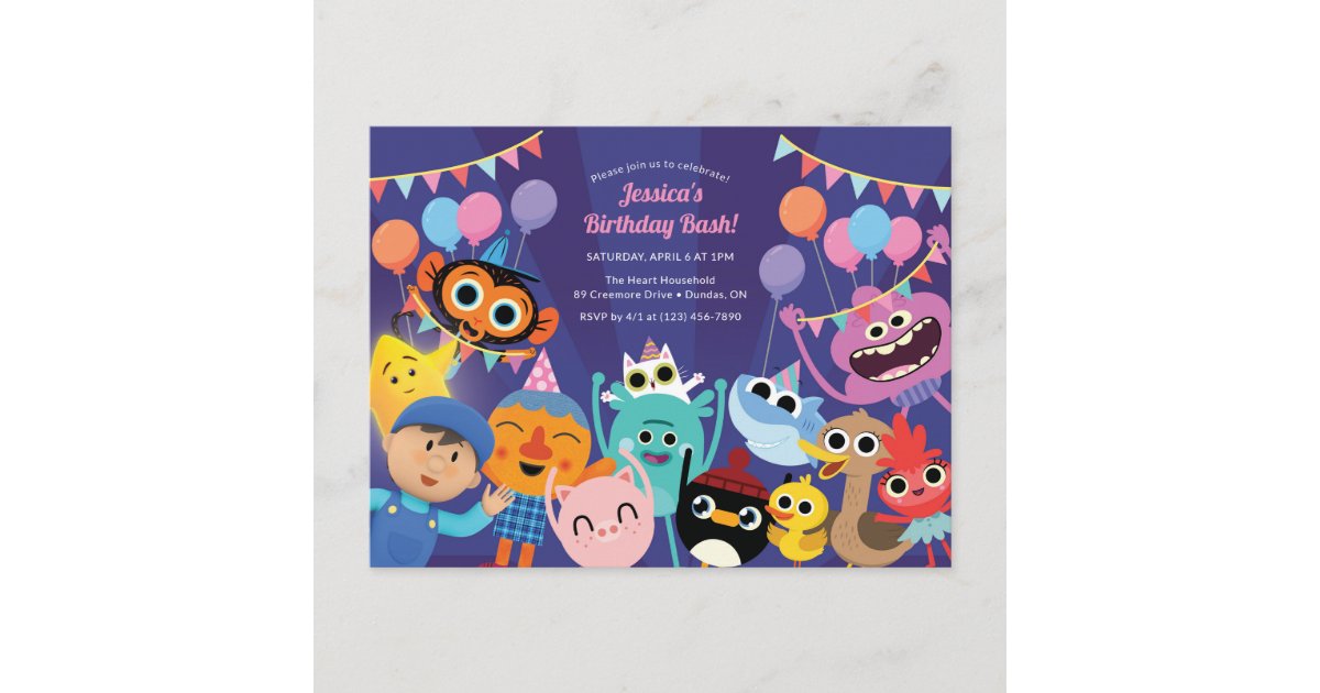 Super Simple Characters Festive Birthday Postcard | Zazzle