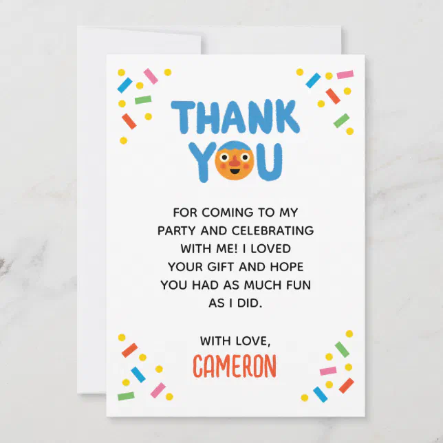 Super Simple Noodle & Pals Confetti 1st Birthday Thank You Card | Zazzle