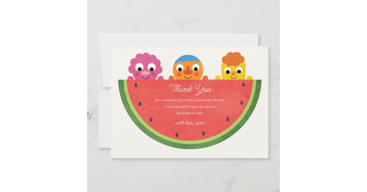 Super Simple | Noodle & Pals Watermelon Party Thank You Card | Zazzle