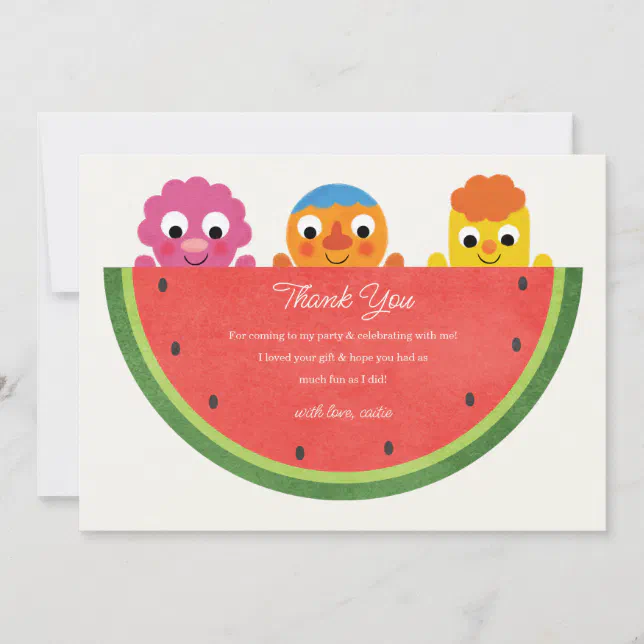 Super Simple | Noodle & Pals Watermelon Party Thank You Card | Zazzle