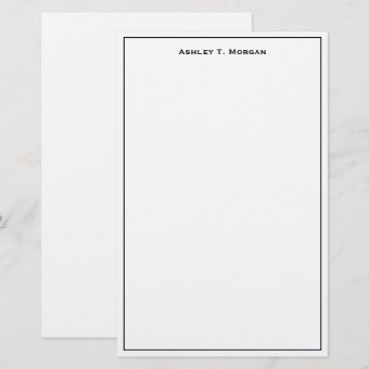 Super Simplicity Black White Personalized Stationery | Zazzle