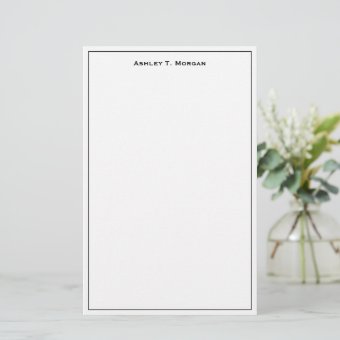 Super Simplicity Black White Personalized Stationery | Zazzle