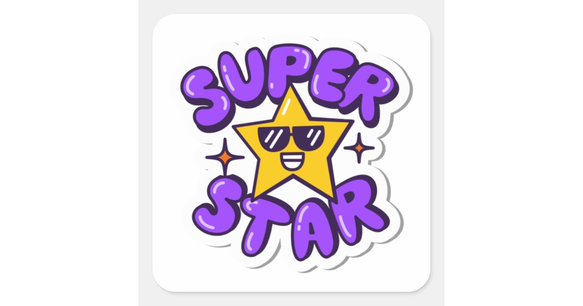 super star square sticker | Zazzle