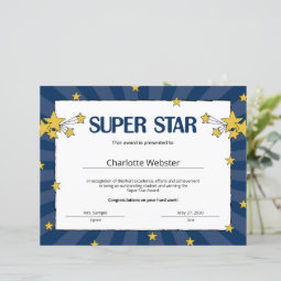 Super Star Student Recognition Certificates | Zazzle
