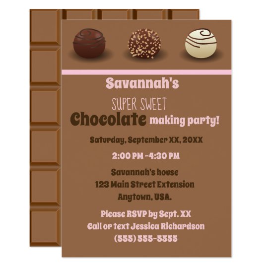 Super Sweet Chocolate Making Birthday Party Invitation | Zazzle.com