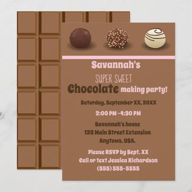 Super Sweet Chocolate Making Birthday Party Invitation | Zazzle