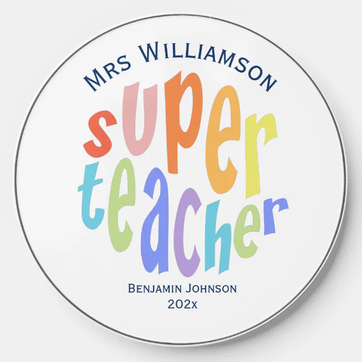 Super Teacher Appreciation Day Thank You Wireless Charger | Zazzle