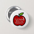 Super teacher buttons with red apple | Zazzle